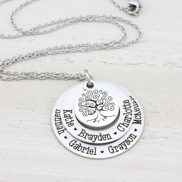 Family Tree Name Necklace for Grandmother - Heartfelt Tokens